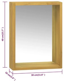 Zrcadlová skříňka 30 x 10 x 40 cm masivní teakové dřevo