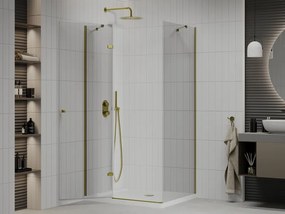 Mexen Roma sprchový kout 120 x 80 cm, 6mm čiré sklo, zlatý profil + sprchová vanička Slim, 854-120-080-50-00-4010