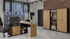 TPS Kancelářská skříň s policemi a dveřmi OLIV 2D - Antracit / Dub artisan