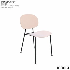 Židle Tondina Pop Barva kovové konstrukce: Matt black 31, Barva sedáku a opěradla z recyklovaného plastu: Cipria IP480C