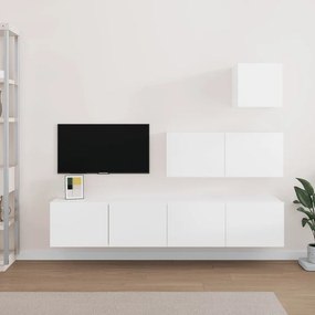4dílný set TV skříněk bílý kompozitní dřevo 3114646