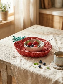Sinsay - Pletený dekorativní podnos ve tvaru jahody - červená