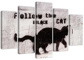 Gario Obraz na plátně Černá kočka - 5 dílný Rozměry: 100 x 70 cm