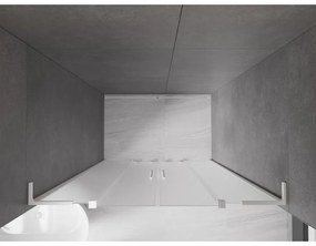 Mexen Velar L Duo, posuvné sprchové dveře do otvoru 160 cm, 8mm sklo námraza, bílá matná, 871-160-003-32-20