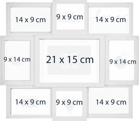 Nástěnný fotorámeček na 9 fotografií, bílý, Atmosphera