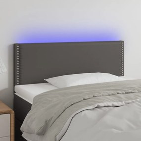 Čelo postele s LED šedé 100x5x78/88 cm umělá kůže