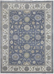 Diamond Carpets India, Ručně vázaný kusový koberec Diamond DC-ZIGLER Jeans blue/ivory, 140x200, modrá, chodba / předsíň