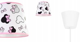 Dětské závěsné svítidlo Minnie, 1x textilní stínítko se vzorem, s