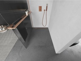 Mexen Kioto+ L, sprchová zástěna Walk-In s poličkou a věšákem 70 x 200 cm, 8mm sklo s žebrovým vzorem, měděný matný profil, 800-070-123-65-09