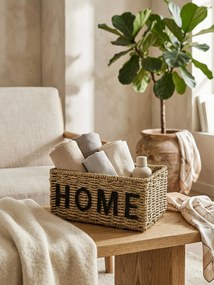 Sinsay - Pletený úložný koš s nápisem Home - béžová