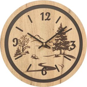 Dřevěné nástěnné hodiny s motivem lesa - moderní design | SENTOP HDF0608-čiene-ruky