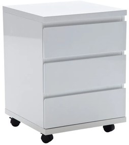 OnaDnes -20% Moebel Living Bílý lesklý dřevěný pojízdný kontejner Adeli 45 x 40 cm