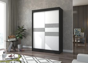 ADRK Furniture Skříň s posuvnými dveřmi a lacobelem BATIA 150 ADRK-SW-BAT-BW-GL-150