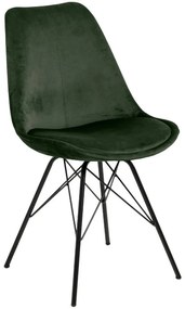 Scandi Zelená sametová jídelní židle Erisa