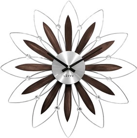LAVVU Dřevěné stříbrné hodiny LAVVU CRYSTAL Flower LCT1110