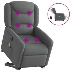 Elektrické zvedací masážní polohovací křeslo tmavě šedé textil 3303225