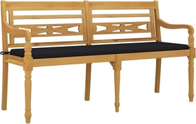Lavice Batavia s černou poduškou 150 cm masivní teakové dřevo 3100833