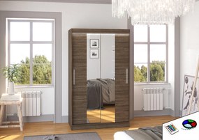 ADRK Furniture Posuvná skříň se zrcadlem a LED osvětlením SANTOS 120 ADRK-SW-SAN-CH-120+L