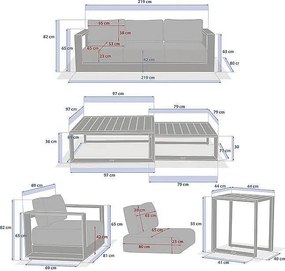 Hliníková sestava pro 7 osob MADRID (cappuccino)