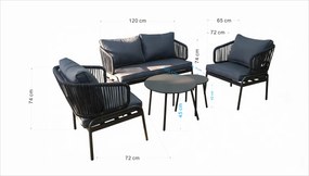 Sada zahradního nábytku Houseland Toronto pro 4 osoby šedá