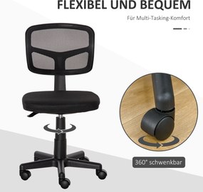 Vinsetto Ergonomická síťová kancelářská židle 360° otočná s nastavovací výškou, prodyšným bederním opěradlem a bezpodmínečnými kolečky 43x48x77,5-89,…