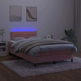 Box spring postel s matrací a LED růžová 120 x 190 cm samet 3270164