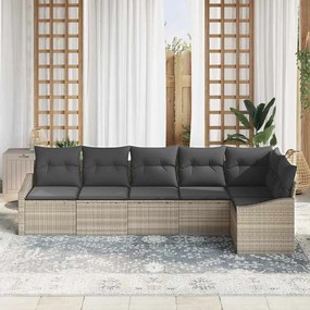 Set pohovek 6 ks Světle šedá polyratan 3346742