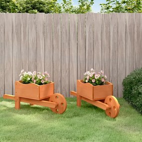 Truhlíky Ve Tvaru Kolečka 2 Ks 47 X 15 X 19 Cm Masivní Jedle Světle Hnědá