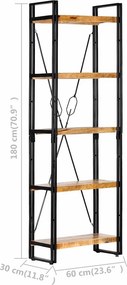 Knihovna s 5 policemi 60 x 30 x 180 cm masivní mangovník 286582