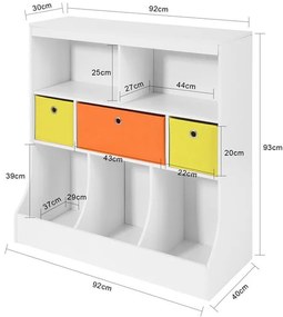 Sobuy SoBuy KMB26-W Dětská police na knihy a hračky Úložná police pro děti Dětská knihovna Bílá 92x93x40cm