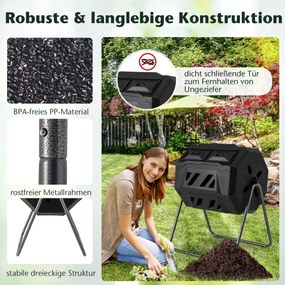 Costway Bubnový kompostér 160 L zahradní kompostér dvoukomorový otočný o 360°