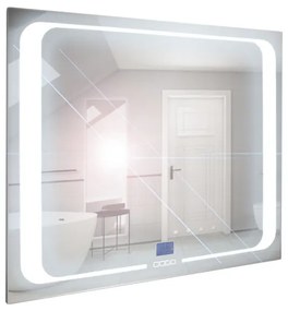 BPS-koupelny Zrcadlo závěsné s pískovaným motivem a LED osvětlením Nikoletta LED 4 Typ: dotykový vypínač a digitální display s hodinami, Rozměry (cm): 80x65 - (Nikoletta LED 4/80)