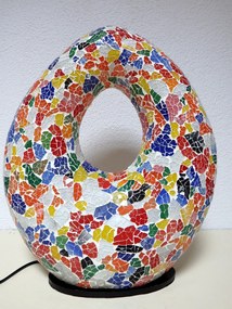 Stolní lampa barevná OVAL 50 cm, mozaika, ruční práce