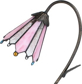 Stolní Tiffany lampa Flowerbell pink - 30*17*48 cm E14/max 1*25W