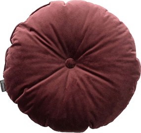 Sametový polštář s knoflíkem barva červená látka lesklé, sametová