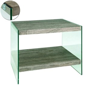 Mørtens furniture Odkládací stolek Heron, 45 cm, čirá / dub