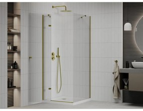 Mexen Roma sprchový kout 70 x 70 cm, 6mm sklo, zlatý profil-čiré sklo + slim sprchová vanička 5cm, 854-070-070-50-00-4010