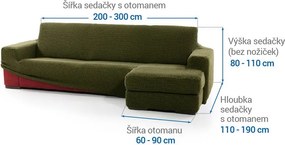 Super strečové potahy NIAGARA zelená sedačka s otomanem vpravo (š. 200 - 300 cm)