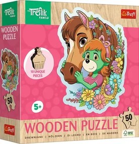 Trefl - Puzzle - Dřevěné obrysové puzzle Treflíci: Šťastná rodina / 50