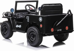 Dětský elektrický vojenský jeep willys SMALL 4x4 černý