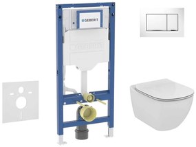 Geberit Duofix - Set předstěnové instalace, klozetu Tesi a sedátka softclose, tlačítko Sigma20, bílá/lesklý chrom SANI11CD3136