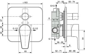 Ideal Standard Cerafine D Podomítková vanová baterie, chrom A7191AA