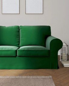 Potah na pohovku IKEA  Ektorp 3-místná, nerozkládací barva zelená látka lesklé, sametová