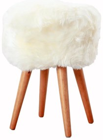 Stolička s bílým sedákem z ovčí kožešiny Native Natural, ⌀ 30 cm