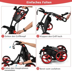 Costway Golfový vozík se 4 koly Golfový vozík Golfový – červený
