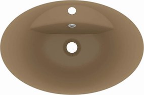 Luxusní umyvadlo přepad oválné matné krémové 58,5x39cm keramika 146941