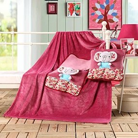 Dětská deka - Cuties - Slon - Červená - 110x160 cm