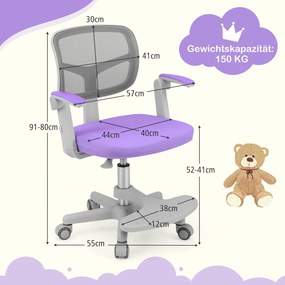 Costway Dětská psací židle s 41-52 cm výškově nastavitelná výška sedáku dětská