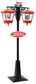 Vánoční pouliční lampa se Santou černo-červená 81x40x188 cm PVC 289926