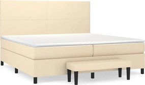 Box spring postel s matrací krémová 200x200 cm textil 3136466